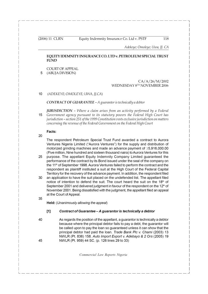 Equity Indemnity Insurance Co. Ltd. v. PSTF | CLRN Direct